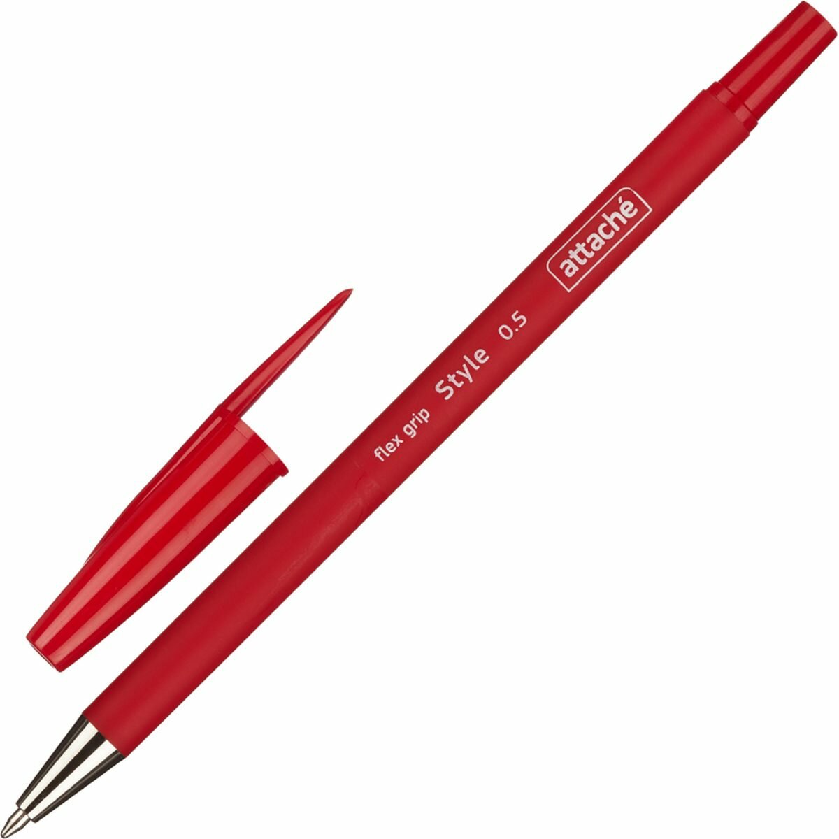 Ручка шариковая Attache Style (0.5мм, красная, прорезиненный корпус), 50шт.
