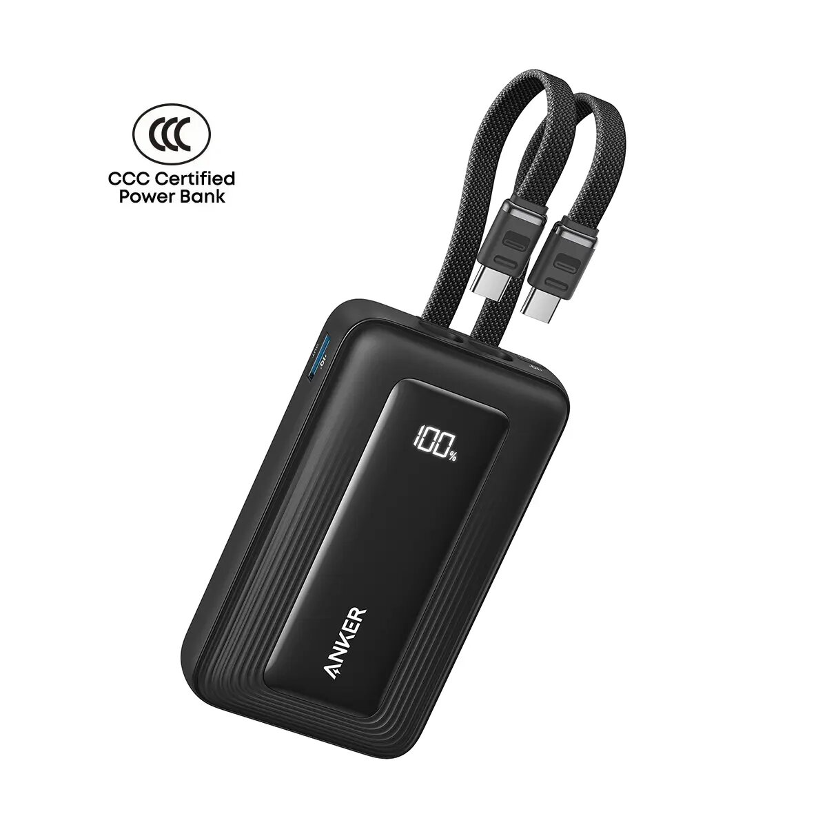 Внешний аккумулятор Anker Zolo Power Bank 10000mAh 35W, 2 встроенных кабеля Type-C – Black