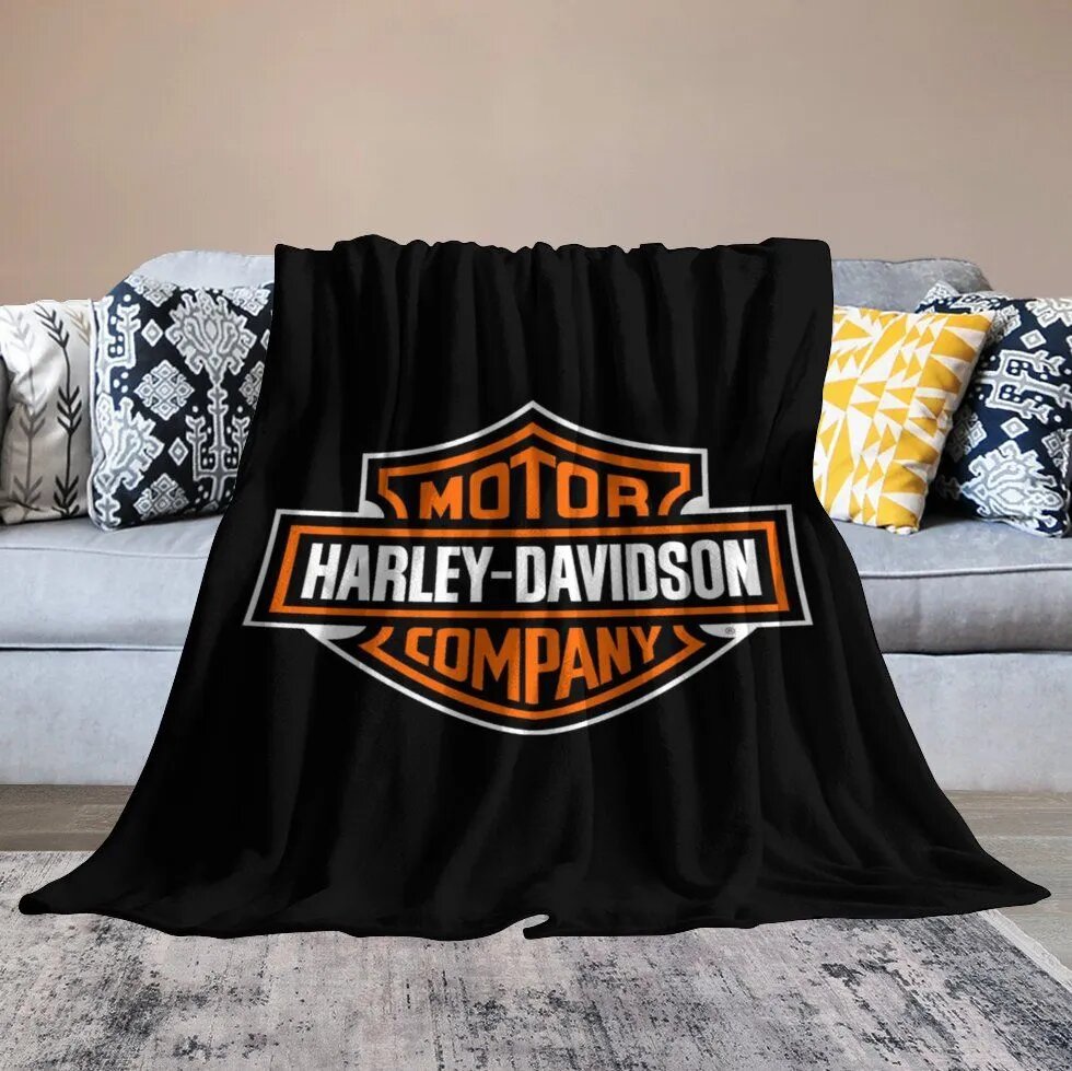 Harley-Davidson Плед 150x200 см велсофт плюшевый, фактурный животные разноцветный