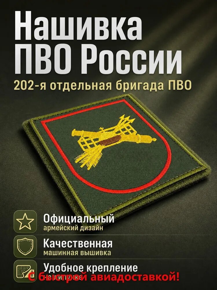 Нашивка армейская России: 202-я отдельная зенитная ракетная бригада, вышивка на липучке, полиэстер