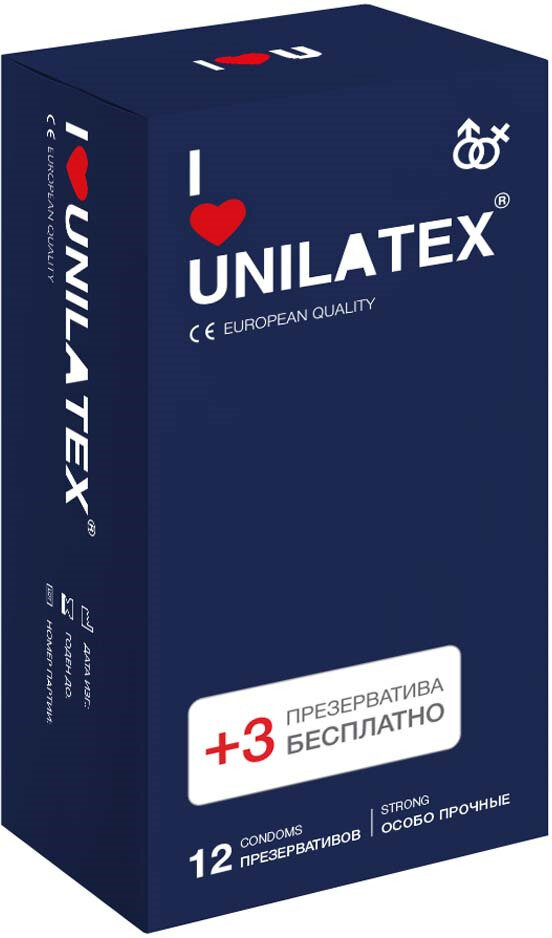 Unilatex Extra Strong презервативы 12 шт. + 3 шт. в подарок