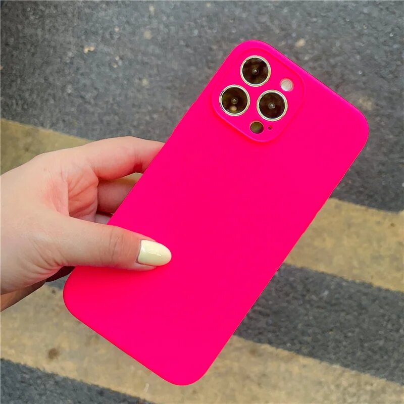 Чехол для iPhone 17 16 Plus 15 14 pro max, неоновый жидкий Розовый, Neon Hot Pink, For 16 Pro Max