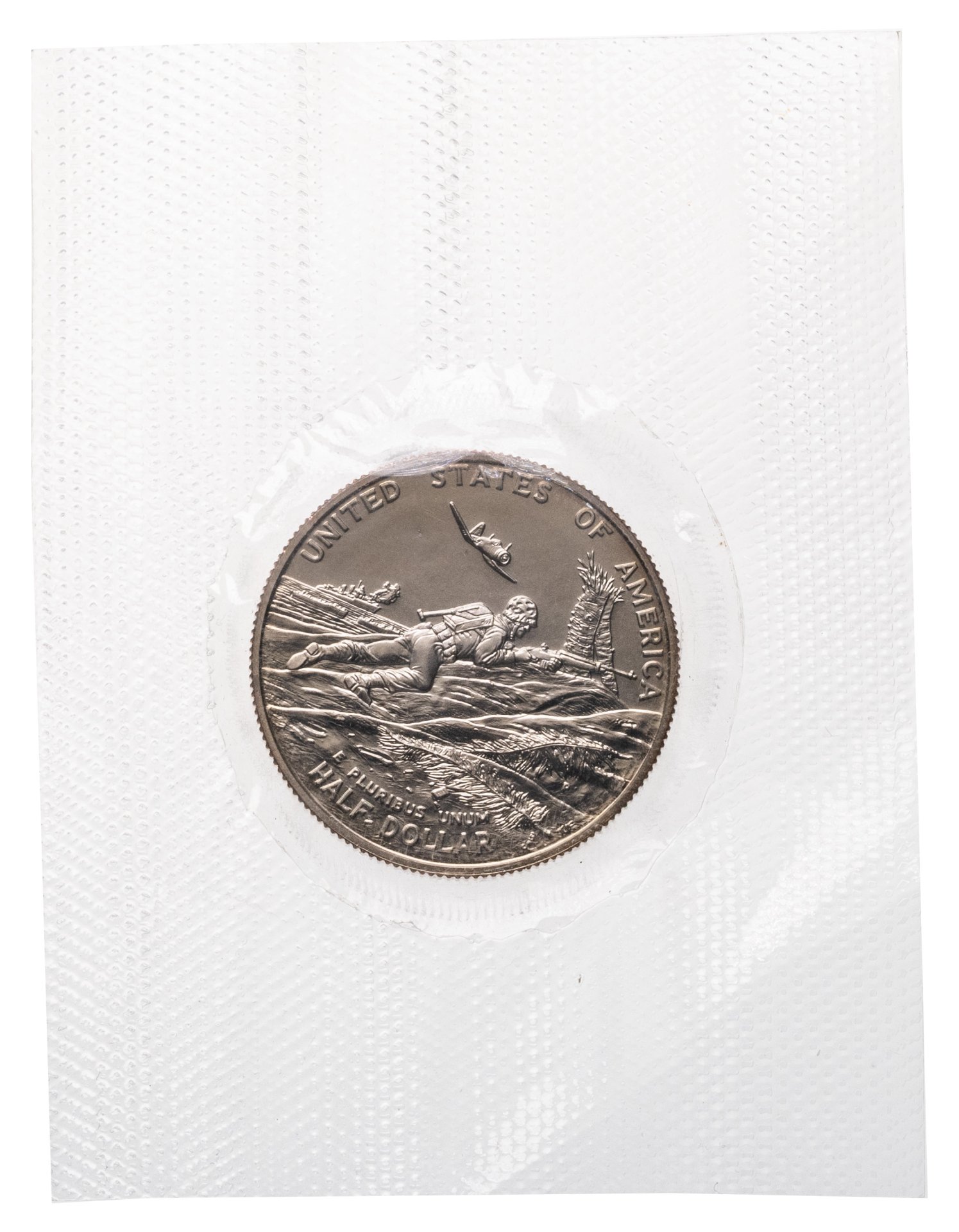 США 50 центов 1/2 доллара, half dollar 1995 P "50 лет победы во Второй Мировой войне", в запайке, Медь, в сохранности UNC