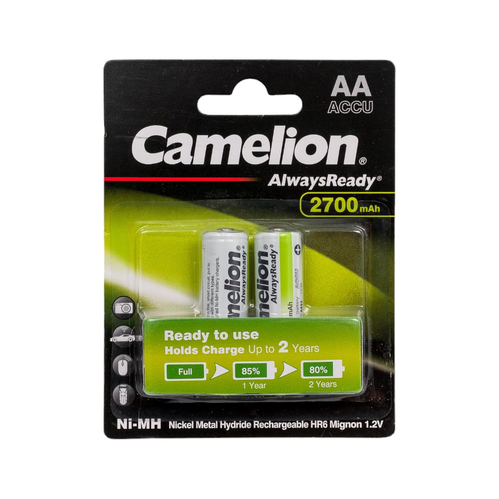 Аккумулятор Always Ready AA-2700mAh Ni-Mh BL-2 (NH-AA2700BP2, 1.2В), блистер 2 шт. Camelion 15036