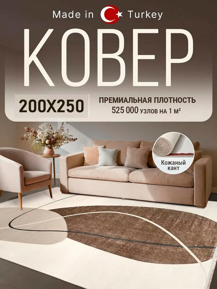 Ковер для комнаты на пол 200х250 см BARKS, гипоаллергенный, для деткой, спальни, гостиной, Турция