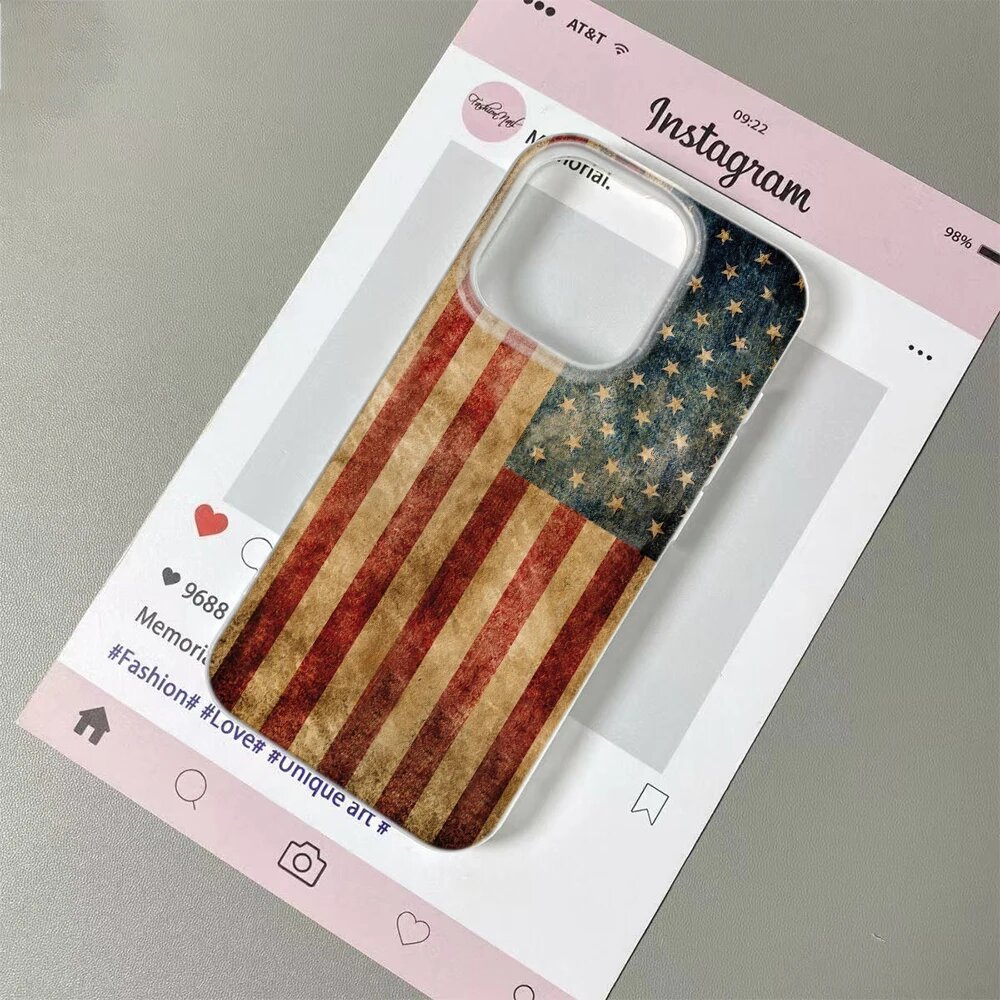 Чехол для телефона с флагами США и Великобритании для iPhone 17, 16 Pro Max, 15, 14, 13, 12, 11 – Винтажный американский флаг, блестящий Union Jack, противоударный чехол