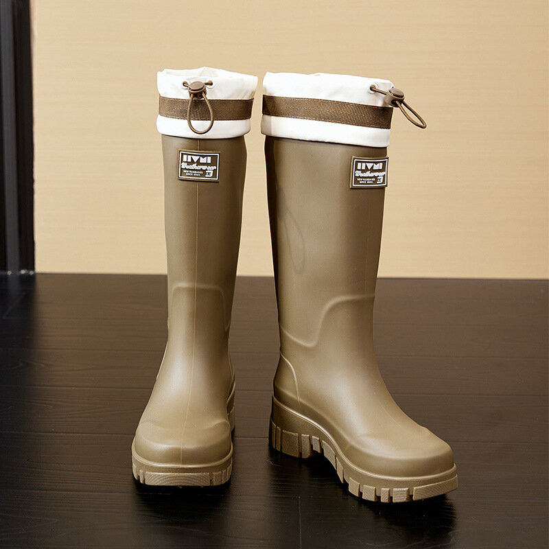 Женские резиновые сапоги, модные резиновые сапоги, высокие водонепроницаемые ботинки, водонепроницаемые сапоги для взрослых, нескользящая резиновая обувь, обувь на толстой подошвеРазмер обуви. EU:37