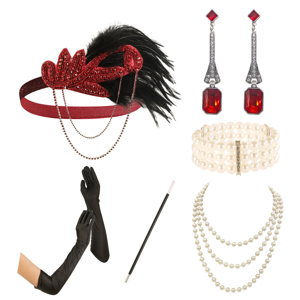 Женский головной убор для маскарада в стиле 1920-х годов, повязка на голову с перьями в стиле флаппер, аксессуар для вечеринки в стиле Гэтсби.