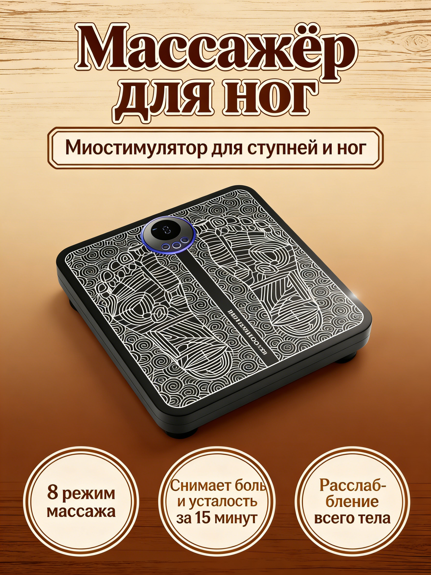 Массажный коврик миостимулятор для ног электрический, акупунктурный массажер для стоп