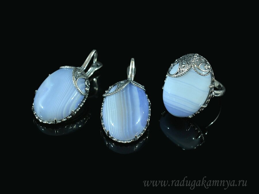 Комплект бижутерии: кольцо, агат