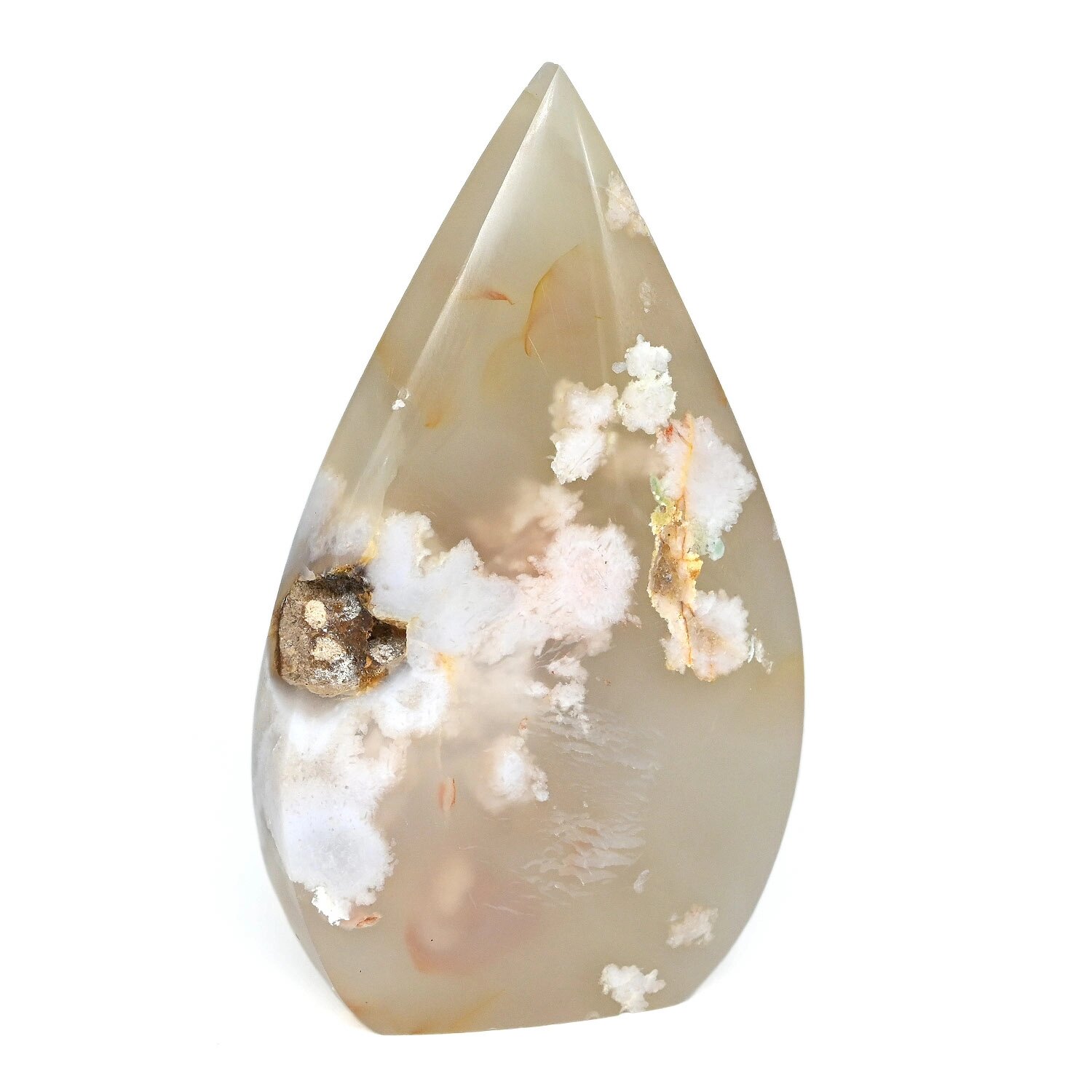 Кристалл из агата с жеодой коллекционный "Свеча" 62*21*106мм, 197г .