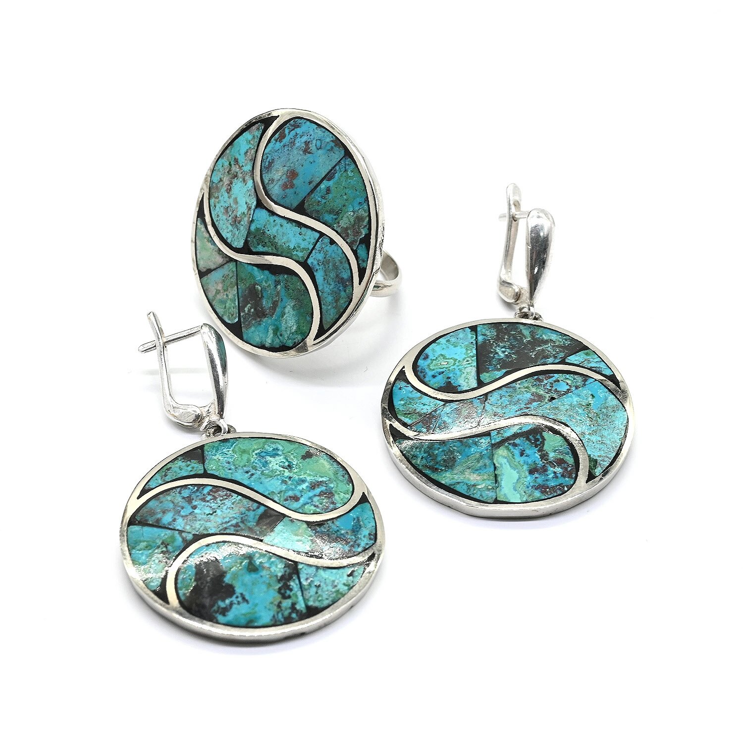 Комплект бижутерии, хризоколла