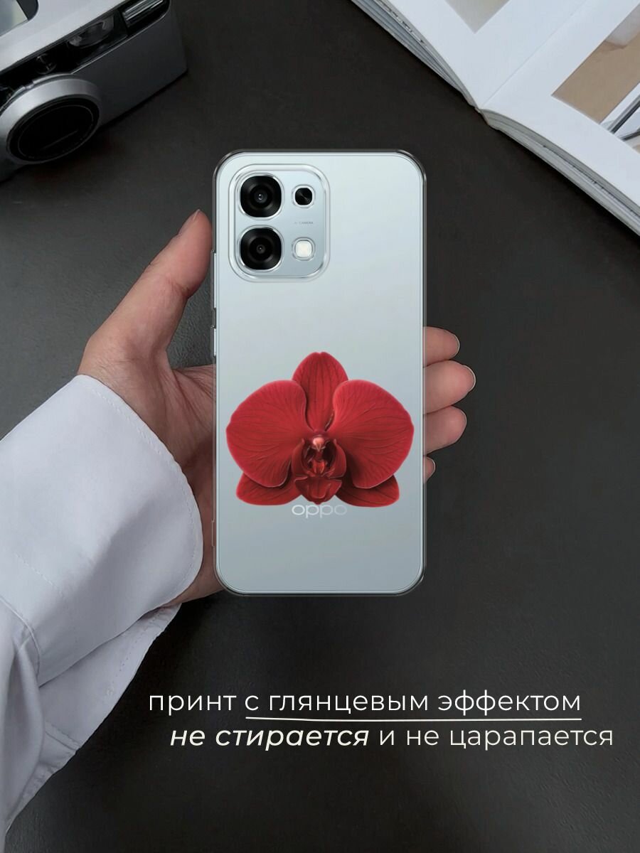 Силиконовый чехол на Oppo A6 Pro / Оппо A6 Про с принтом Одна красная орхидея — фото 1