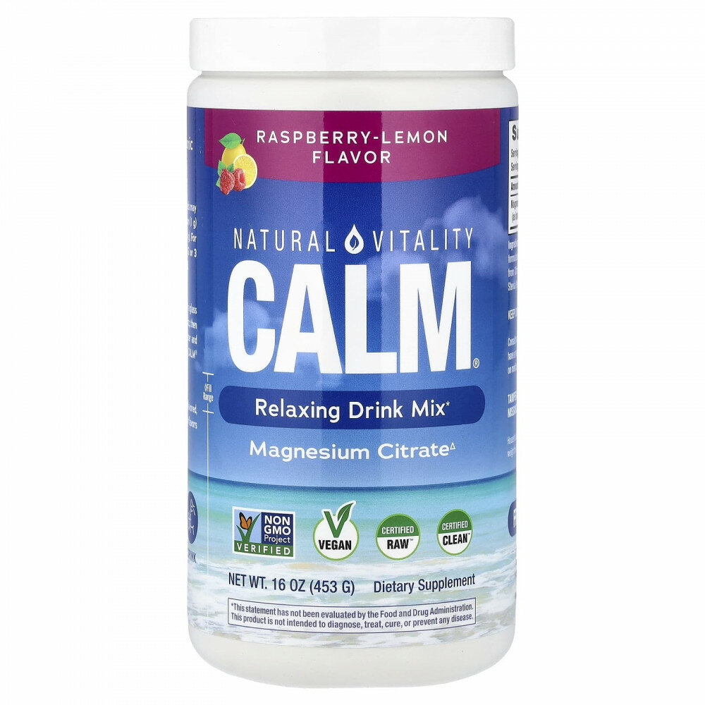 Natural Vitality, CALM®, расслабляющая смесь для приготовления напитка, малина и лимон, 453 г (16 унций)