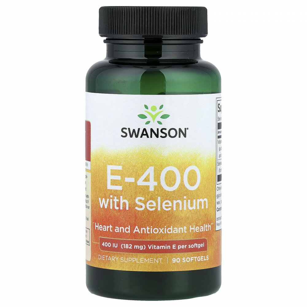 Swanson Vitamins, E-400 с селеном, 90 капсул