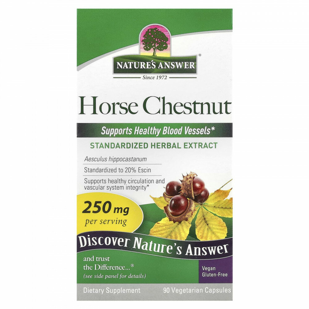 Nature's Answer, Конский каштан, 250 мг, 90 вегетарианских капсул