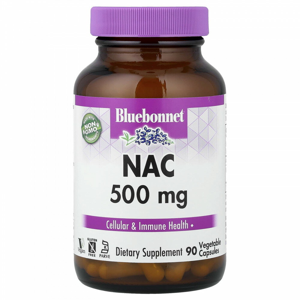 Bluebonnet Nutrition, NAC, 500 мг, 90 растительных капсул