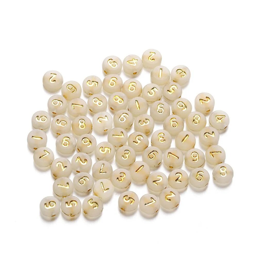 Золотые бусины с цифрами-100 шт для плетения браслетов , рукоделия творчества и поделок 3.5*6.5мм