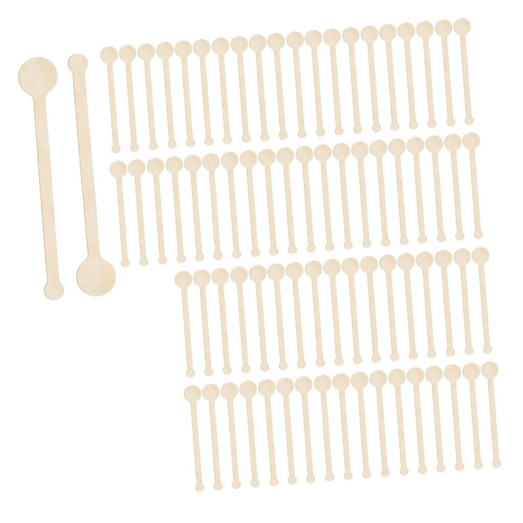 100ШТ Палочки Для Перемешивания Кофе С Двойной Круглой Головкой Деревянный Миксер Для Коктейлей Мешалки Для Напитков Подходят для Горячих и Холодных Напитков