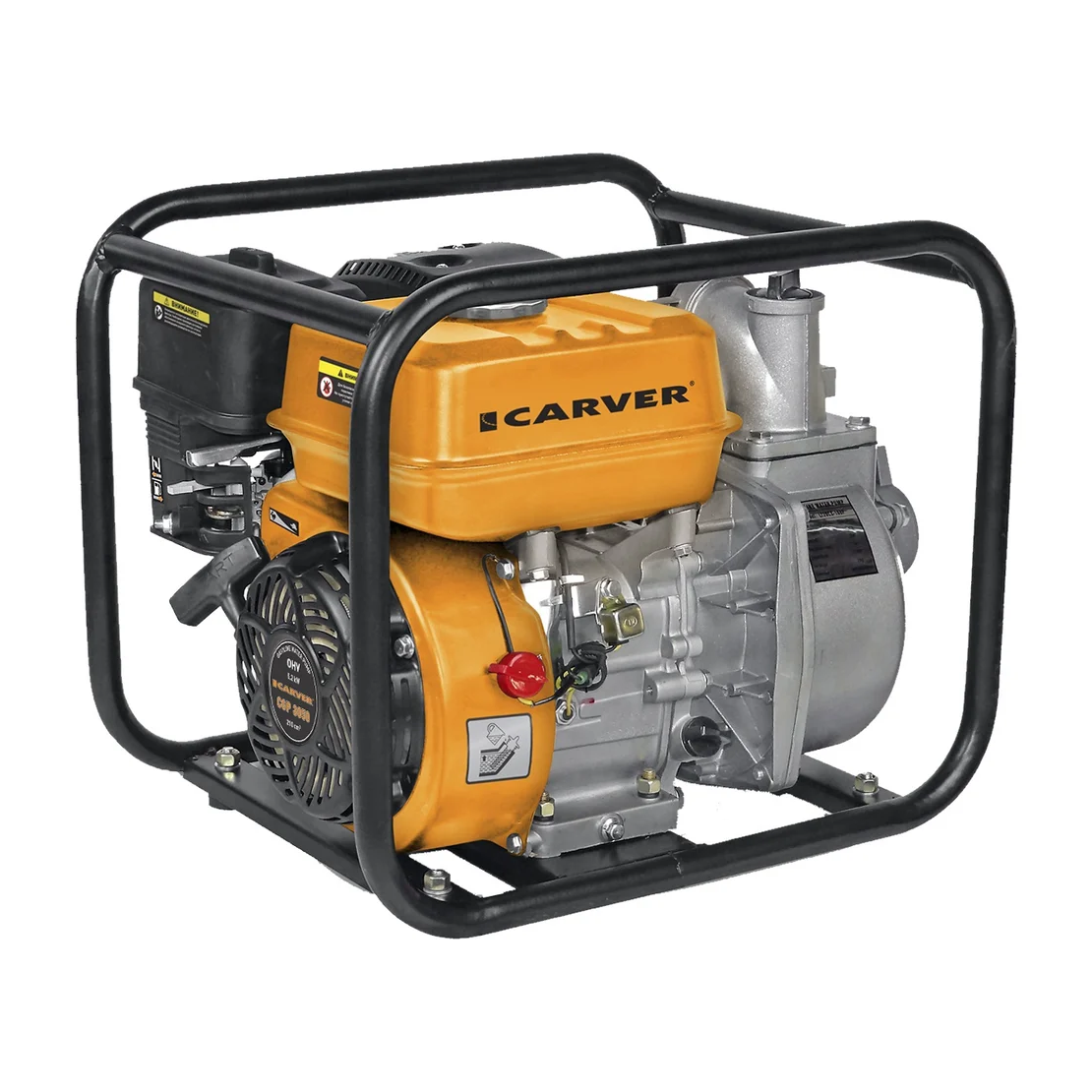 Бензиновая мотопомпа Carver CGP 3050 (01.022.00003), 7 л. с, 500 л/мин, напор 30 м, глубина всасывания 7 м, желтый