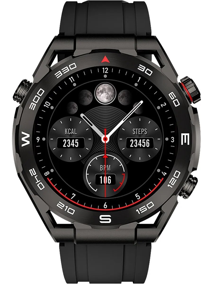 Смарт-часы Fontel iWatch Ultimate, металлические, круглые, силиконовые ремешки, 1.9", 300 мАч
