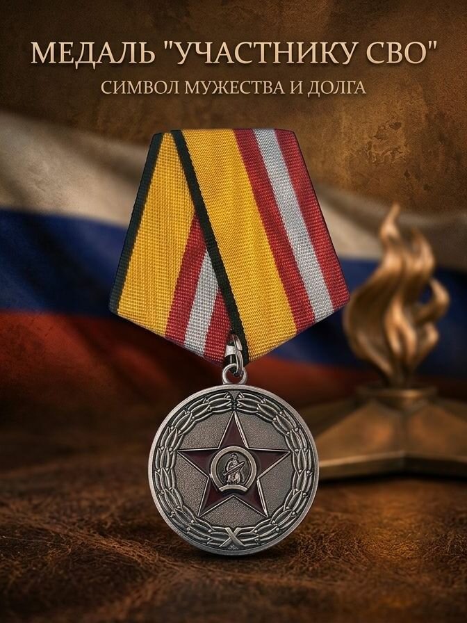 Медаль "Участнику СВО" (муляж) с удостоверением без футляра