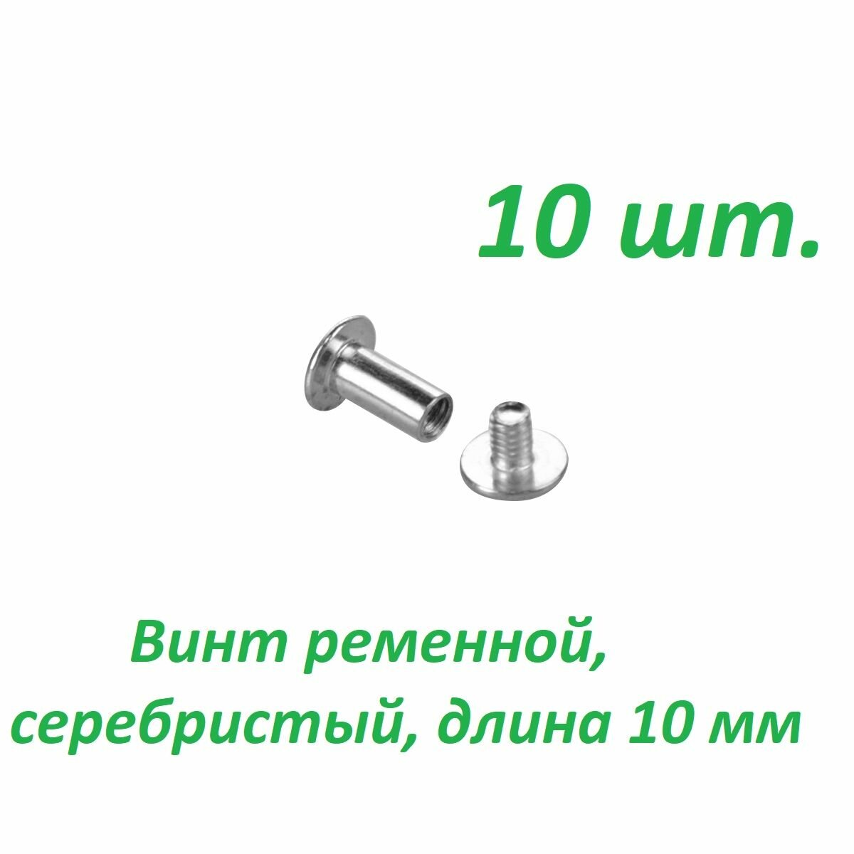 Ременной винт для ремня 10мм , сумки , фурнитура для кожи, серебро, 10шт