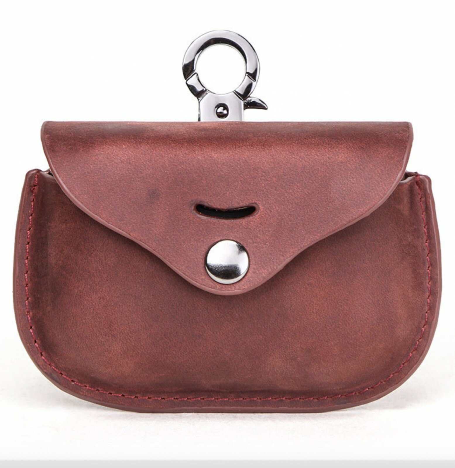 Чехол MyPads Premium для Sony WF-1000XM3 из натуральной кожи с кольцом красное вино