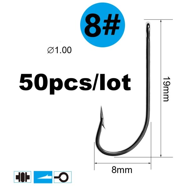 Рыболовные крючки 8#, 50шт