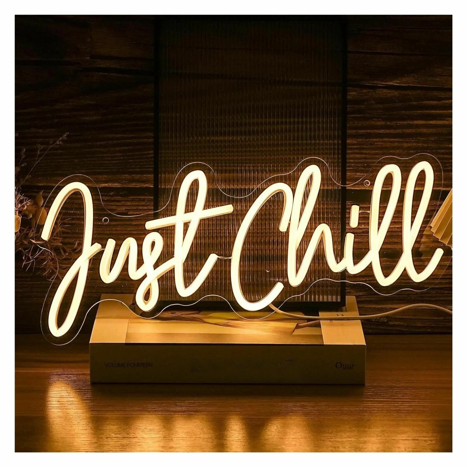 Неоновая Вывеска "Just Chill" С Питанием От USB, Светодиодная Лампа С Регулировкой Яркости 43 См X 17,5 См
