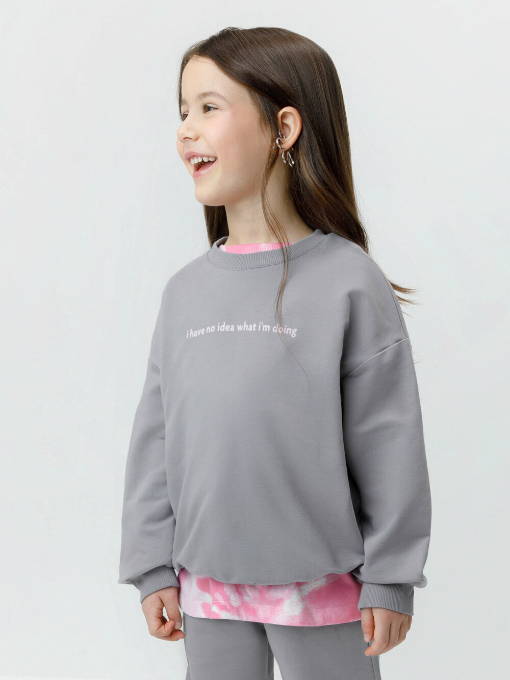 Свитшот оверсайз с принтом для девочки
