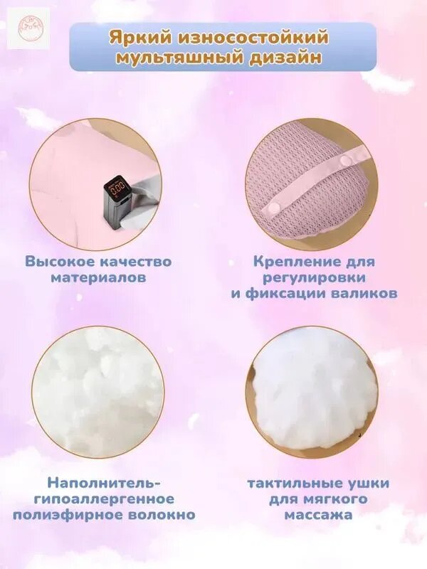 Позиционер для новорожденных, анатомическая ортопедическая подушка для сна, розовая — фото 1