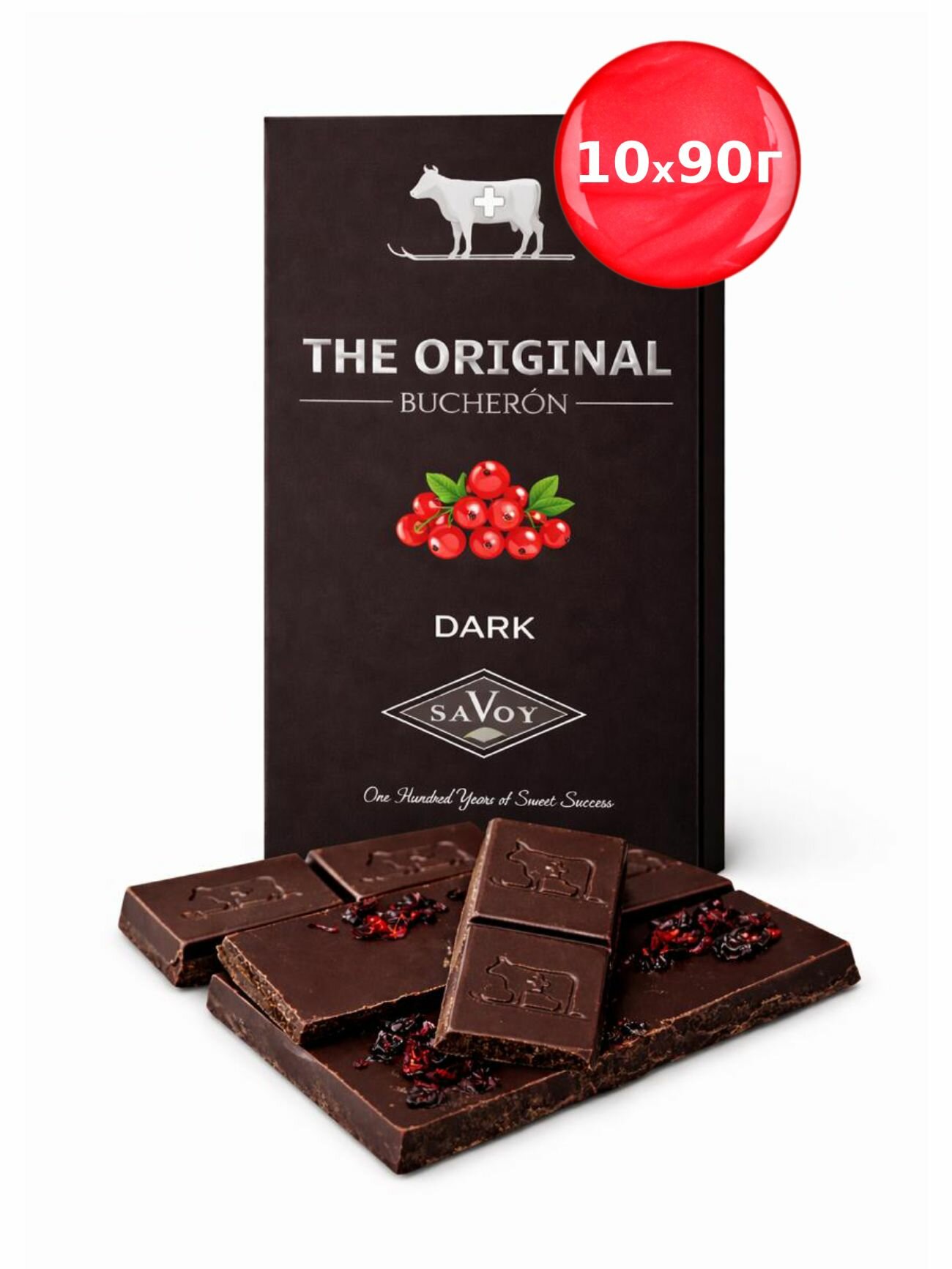 Шоколад бушерон Original горький с кусочками клюквы, 90 г х 10 шт