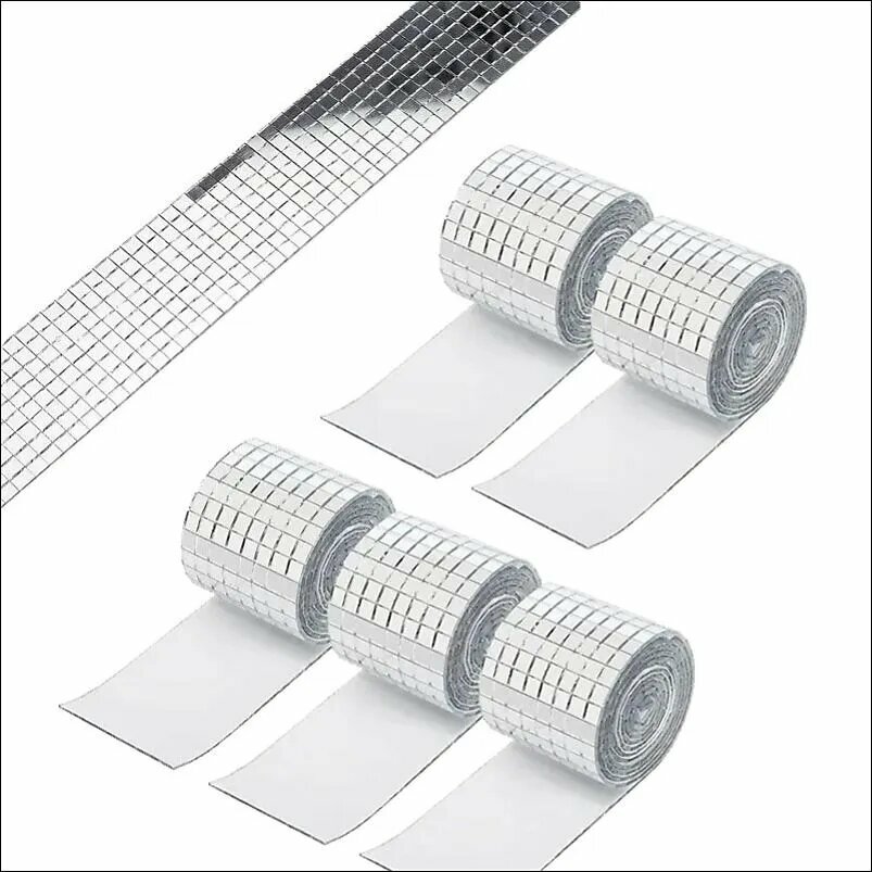 Зеркальная лента мозаика самоклеящаяся 4х100 см 5 шт акриловый гипс для декора стен мебели