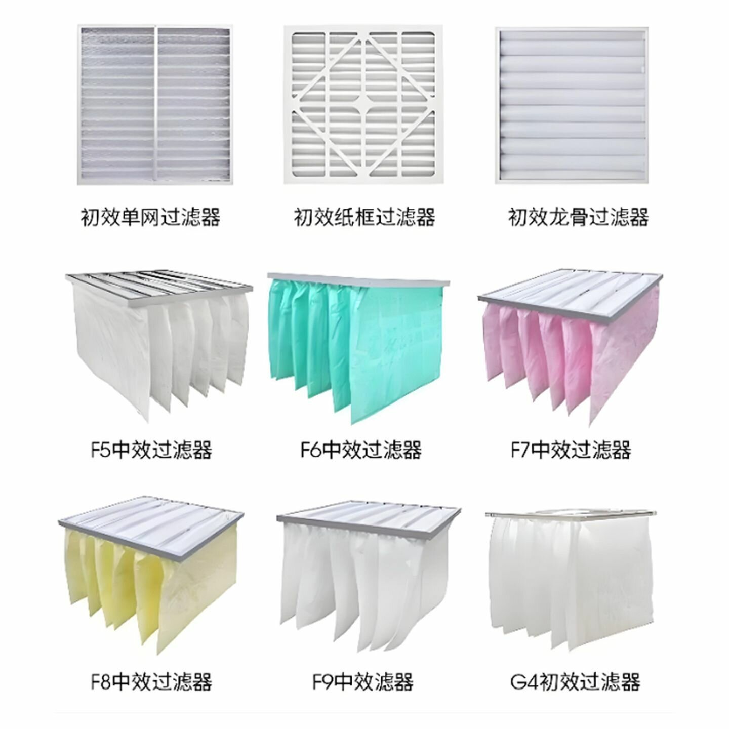 Фильтр первичной панели G4, вторичный мешочный фильтр, нетканый материал для очистки воздуха и удаления пыли в системе центрального кондиционирования.