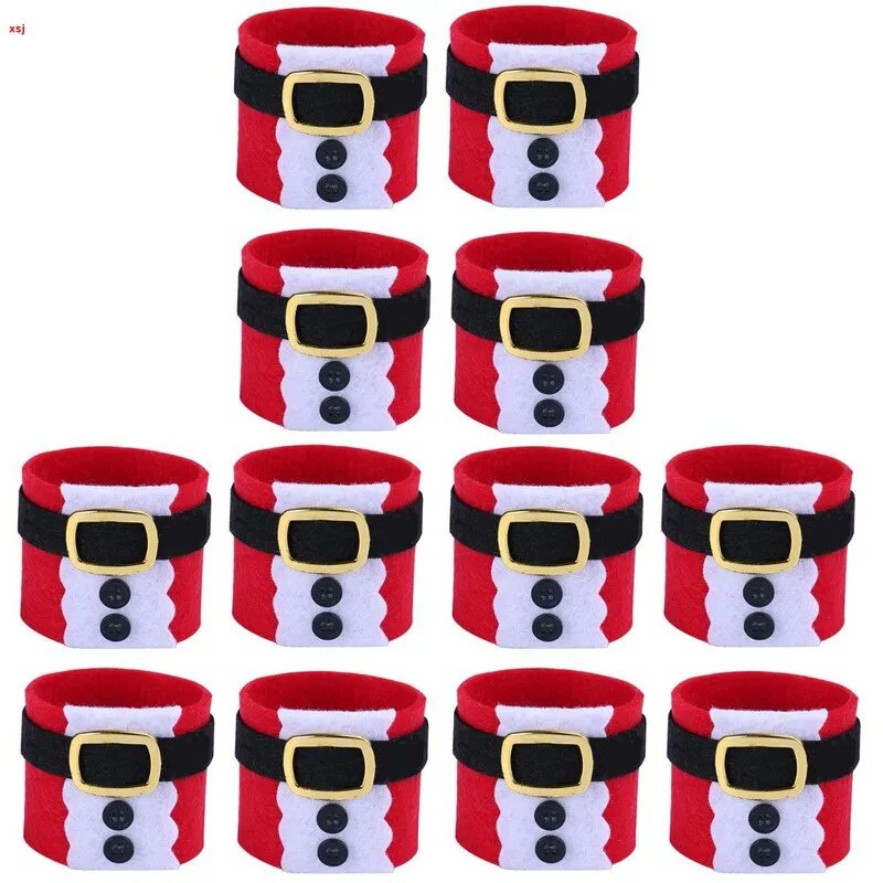 Кольцо для салфеток 10 шт, дизайн Санта-Клаус, фетр, для праздничного стола