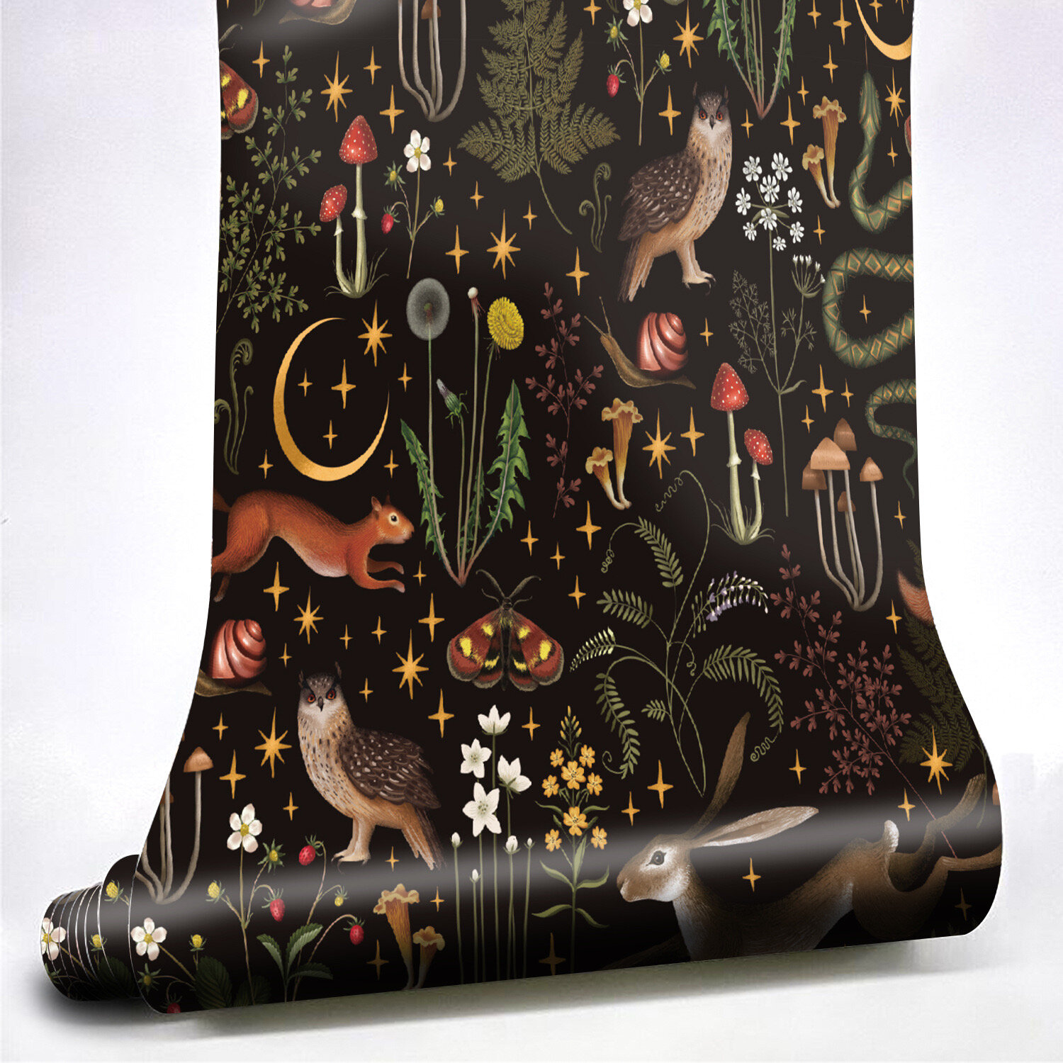 Самоклеящиеся обои черного цвета с изображением лесных растений и животных, Хэллоуин, длина 250 см × ширина 40 см