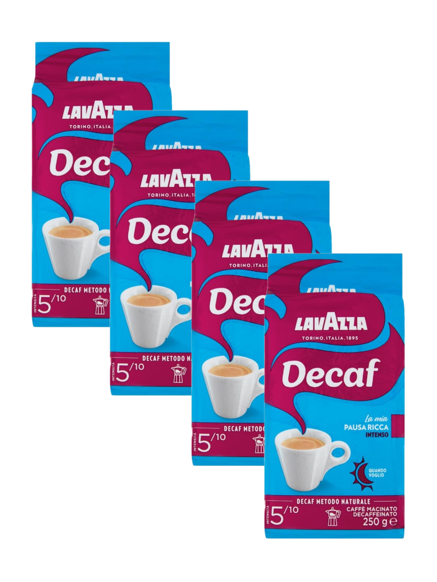 Кофе молотый без кофеина Lavazza Dec Intenso 4 упаковки по 250 г, интенсивный