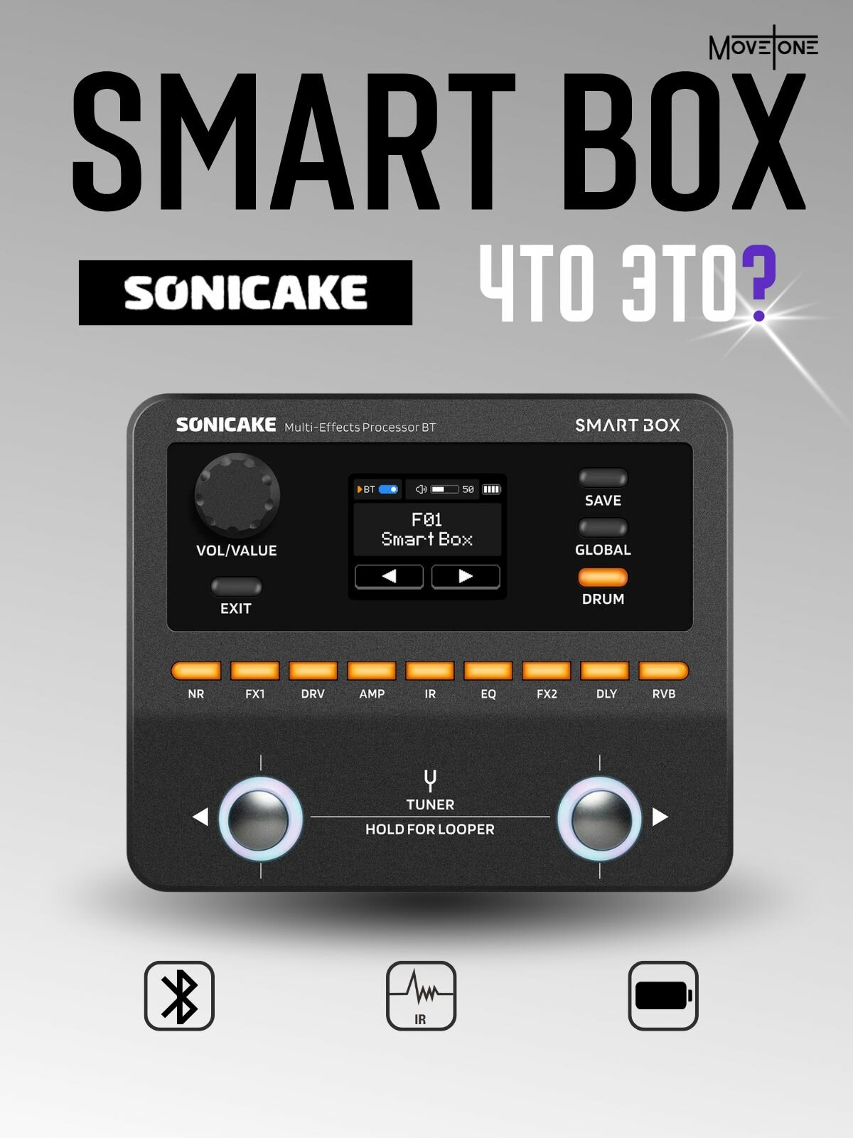 Процессор Sonicake Smart Box QME-20BK, черный, для электрогитары