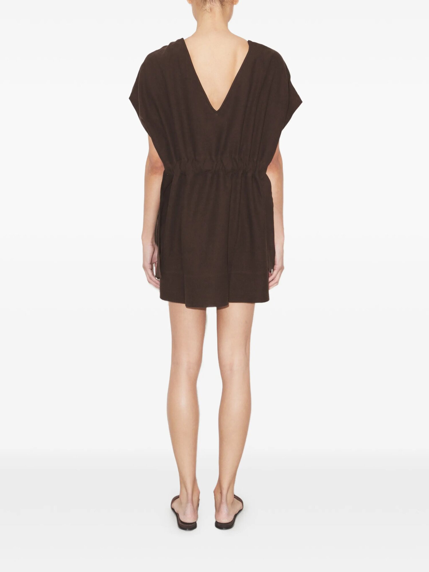 Платье Tory Burch Cinched linen dress, размер XS, коричневый — фото 1