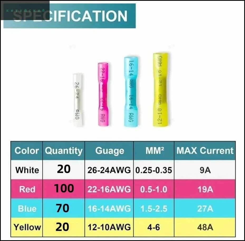 Набор 210 шт. термоусадочная муфта. Обжимная втулка