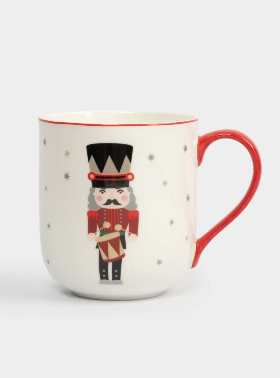 Кружка, 450 мл, фарфор F, бело-красная, Щелкунчик, Nutcracker