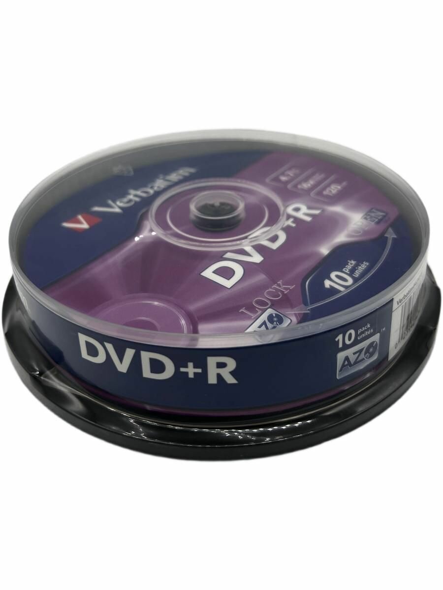 Диски для записи Verbatim DVD+R 10шт, 16Х/4,7Gb/120min