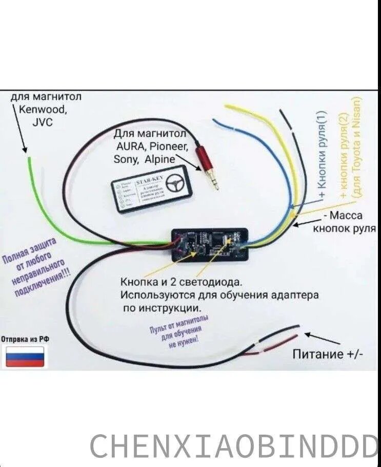 STAR KEY Адаптер для автомагнитолы резистивных кнопок руля универсальный — фото 1