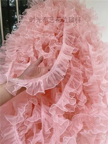 Кружевная органза 6 см, для рукоделия Розовый, Meat pink