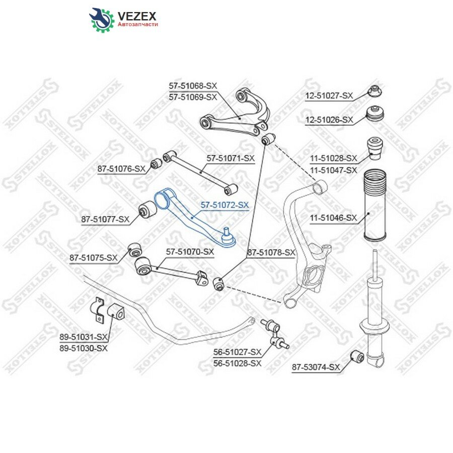 STELLOX 5751072SX рычаг задней подвески передний нижний!\ Hyundai Sonata EF 99-01