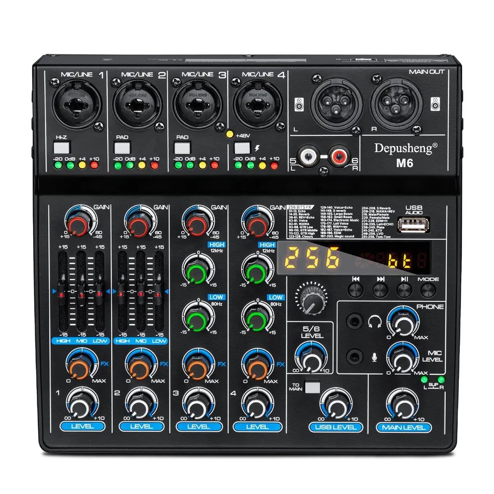 6 Звуковой модулятор Descheng M6 Bluetooth USB записывающий компьютер 48V Phantom