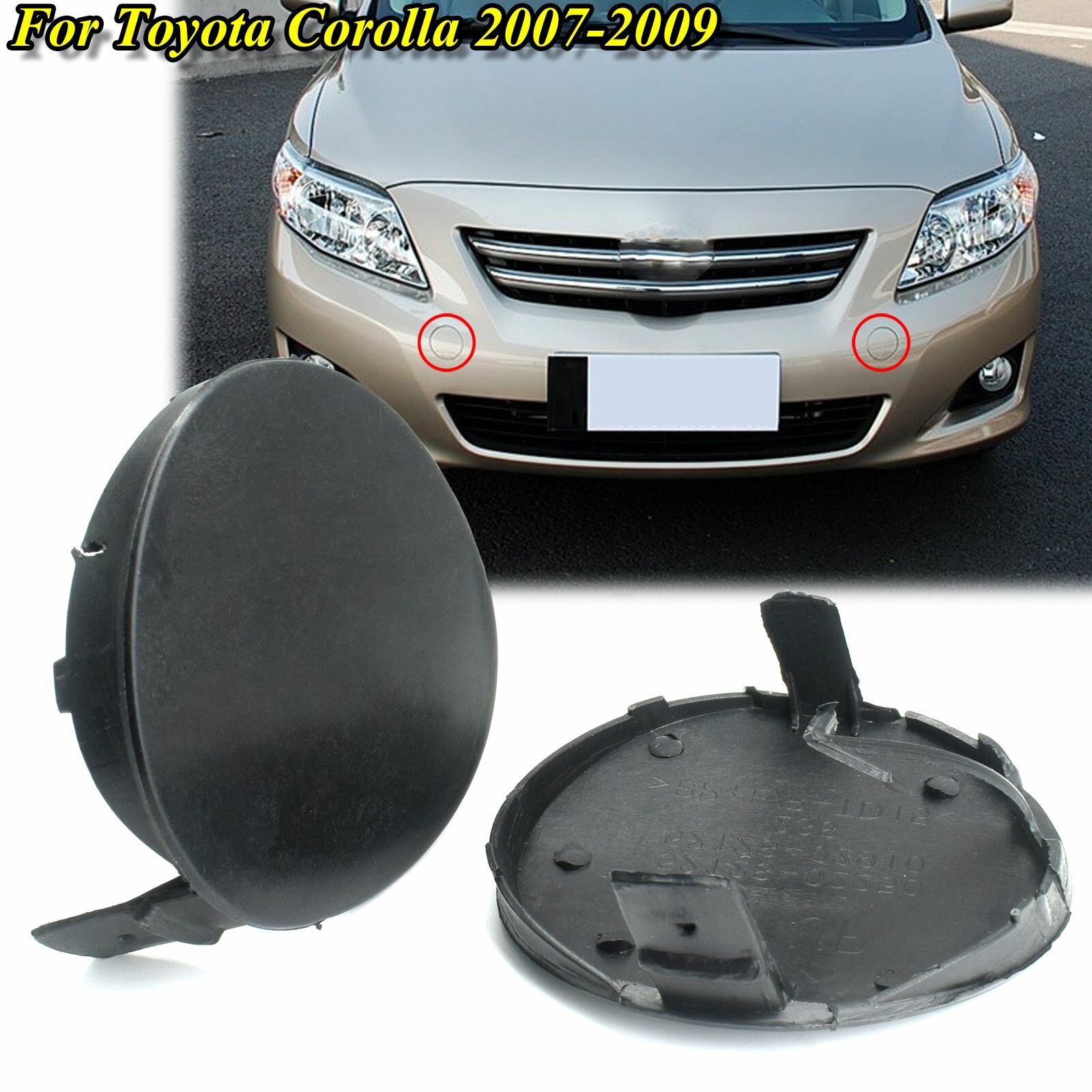 2x для Toyota Corolla 2007-2009, правый левый Автомобильный Буксировочный крючок, буксировочная крышка, непредвиденный передний бампер 52127-02910 2008 52128-02910