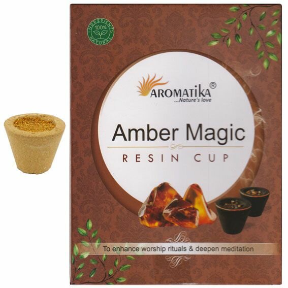 AMBER MAGIC Resin Cup, Aromatika (самбрани Чашка из смолы с волшебным амбером, Для улучшения ритуалов поклонения и углубления медитации, Ароматика), 1 уп.