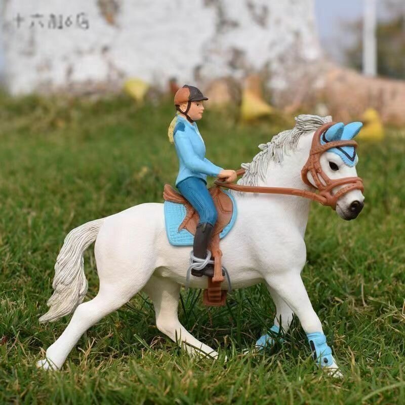 Модель лошади из Германии, набор для конного спорта, миниатюрная имитация лошади с наездником, фигурка для коллекционирования и игр